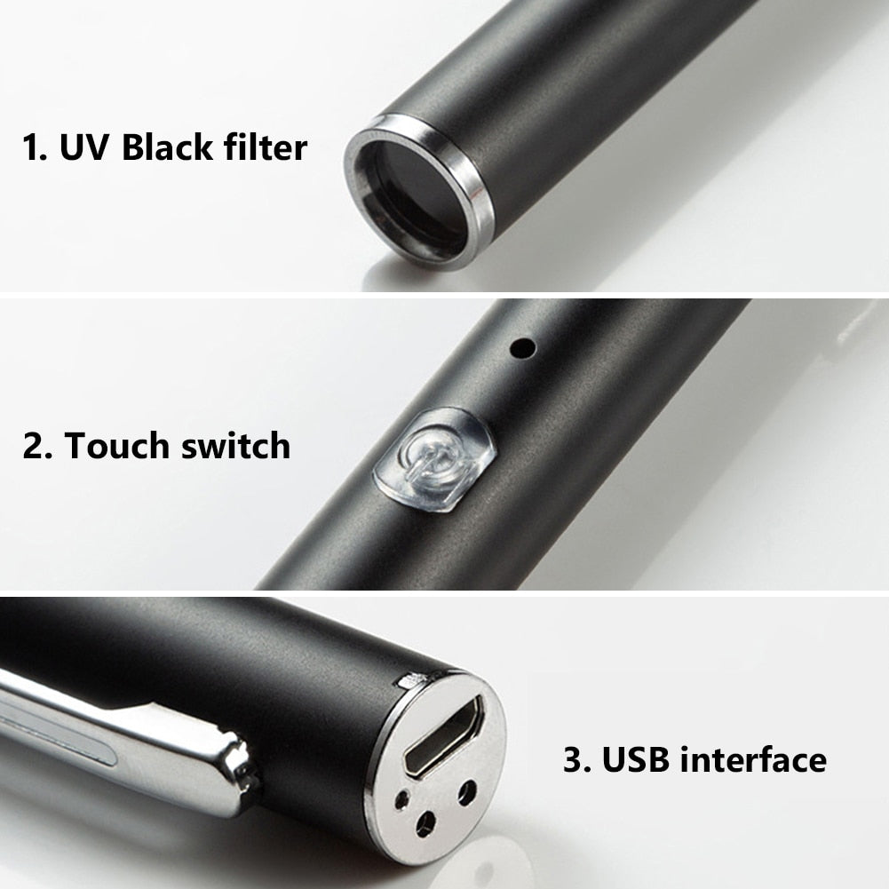 365 UV Veterinary Wood Lamp Pet Fungus Detection Waterproof Flashlight